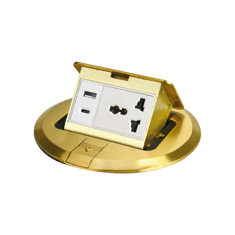 ZIGMA FLOOR SOCKET FSZT24-1UNI+2USB RG GOLD BRASS SOCKET ROUND